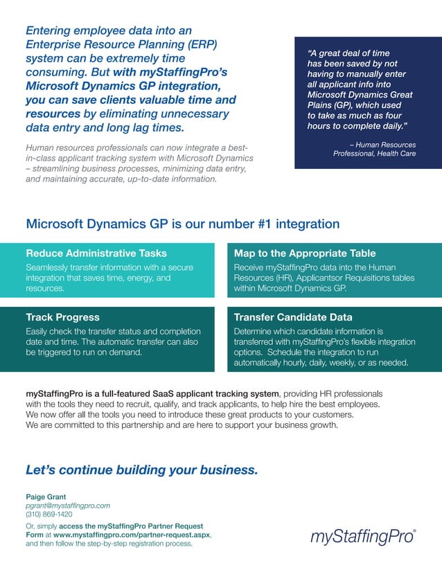 Partner Marketing: Microsoft Dynamics GP Integration | PDF