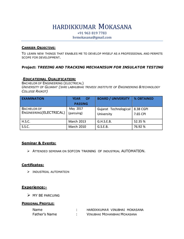hardikkumar Mokasana resume | DOCX