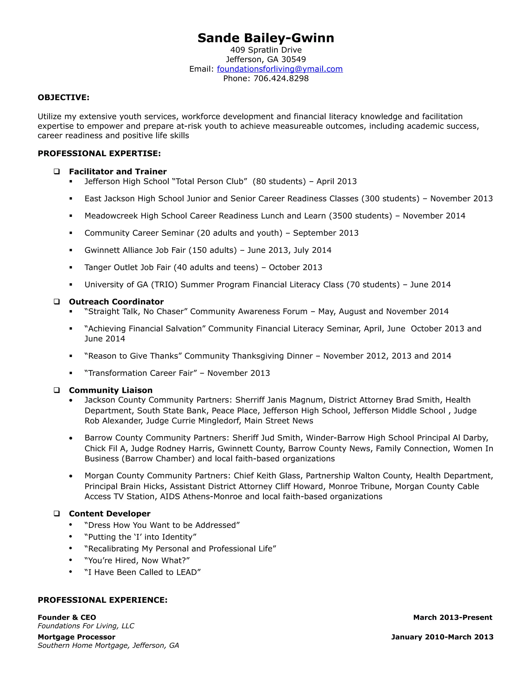 Sande Bailey-Gwinn Resume | DOC