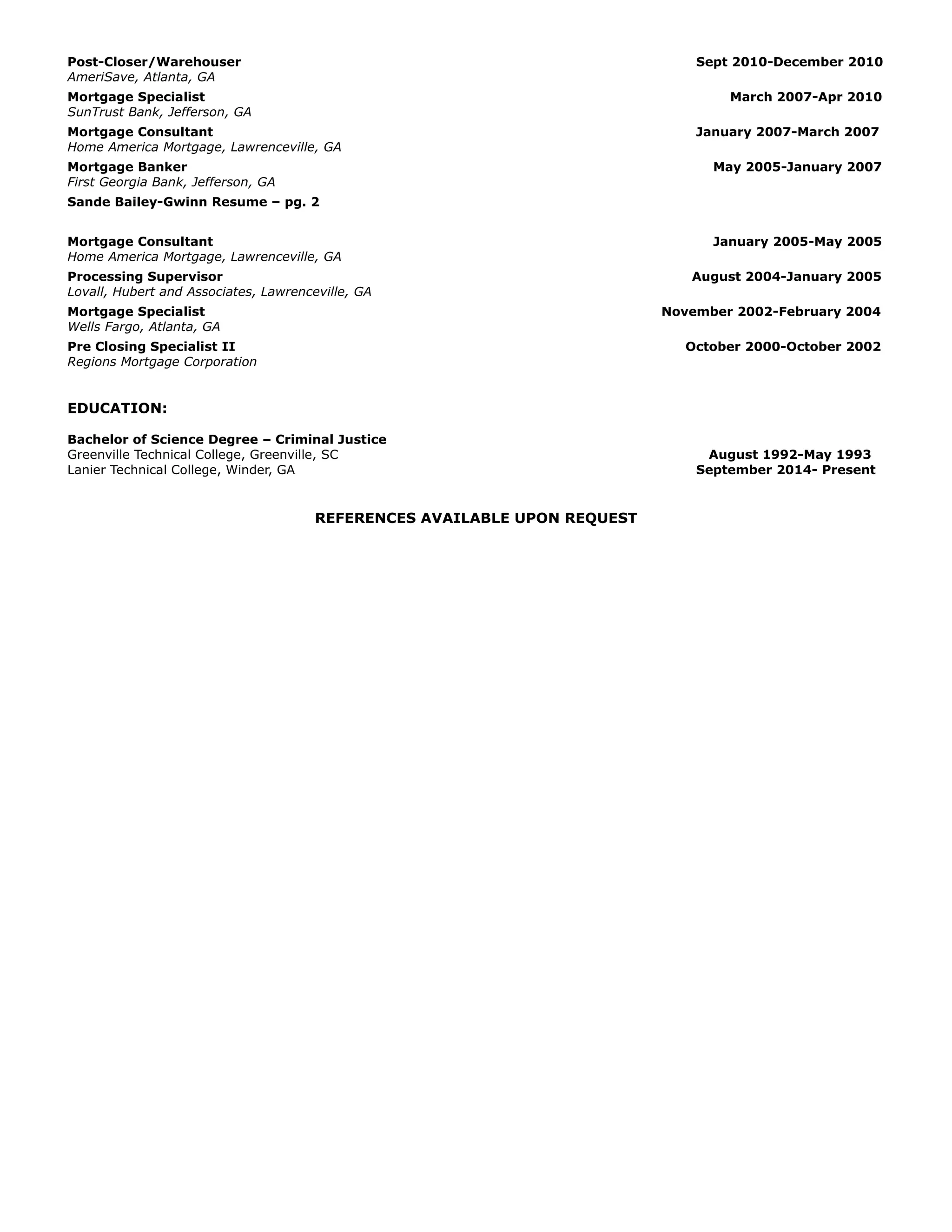 Sande Bailey-Gwinn Resume | DOC