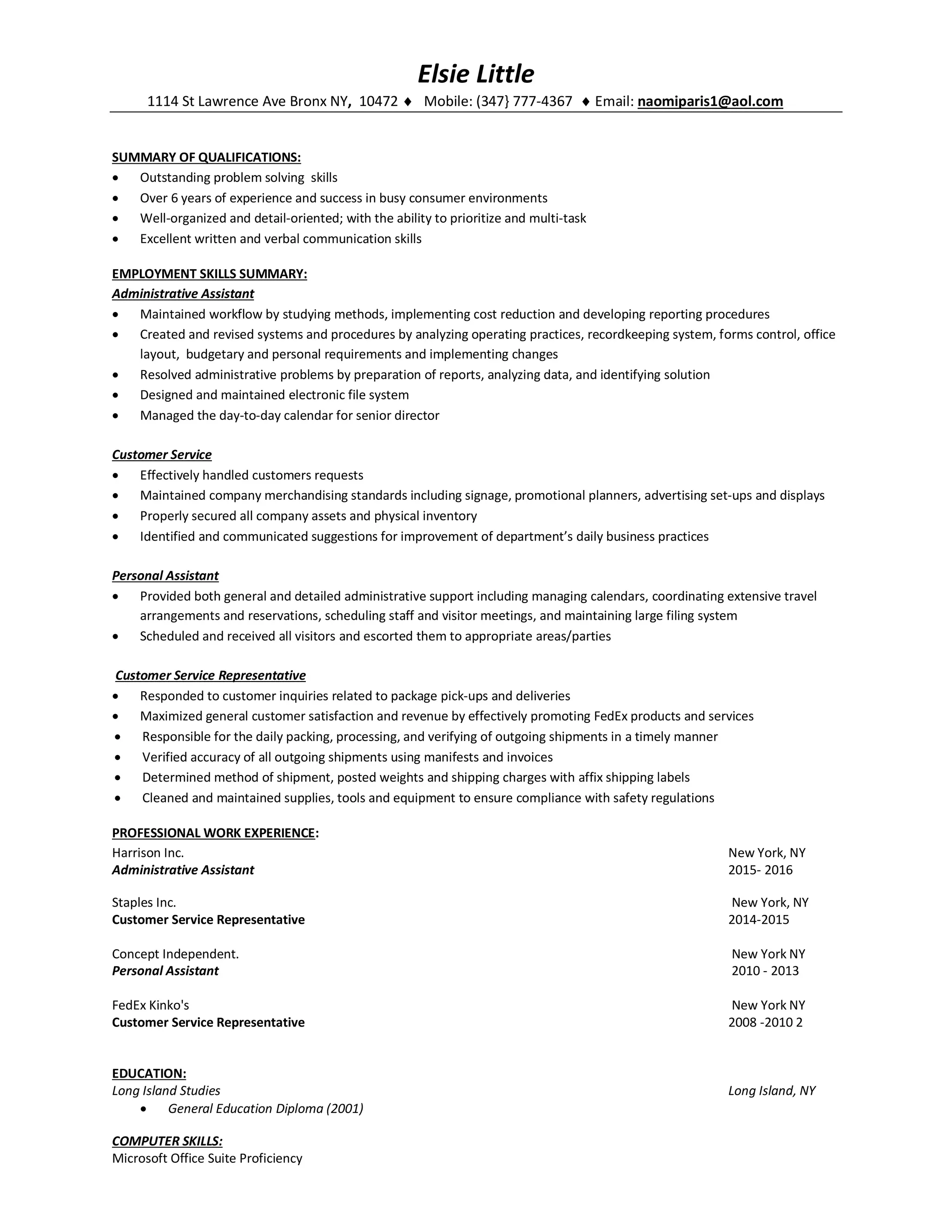 Elsie Little Resume new | PDF