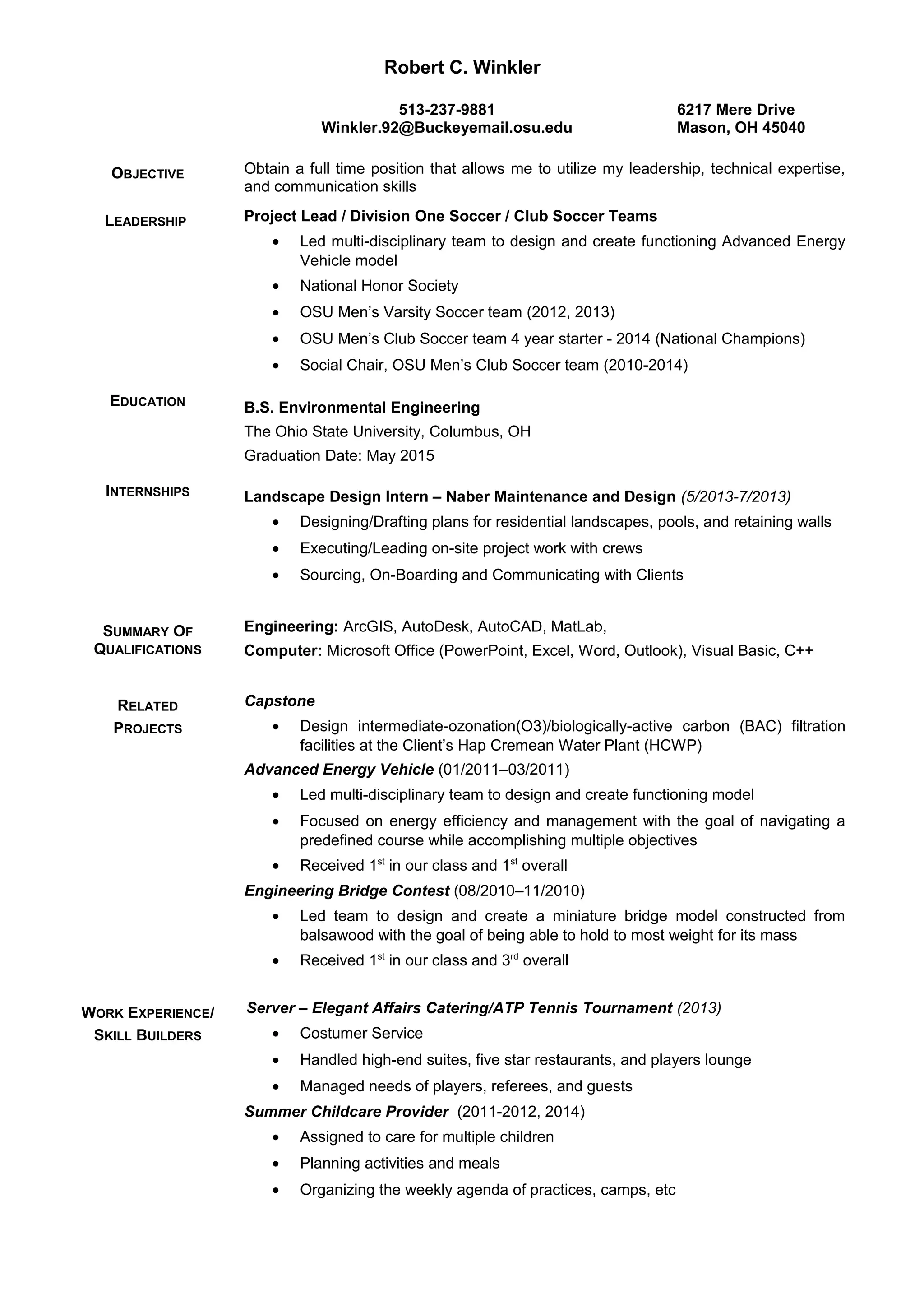 Robbie Winkler Complete Resume | DOC