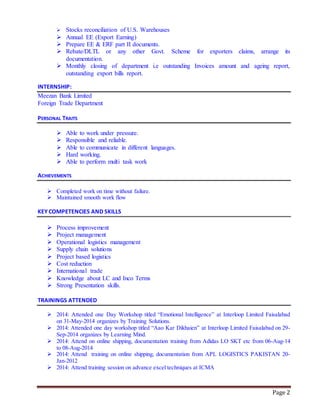 CV_-_Naveed | DOCX | Logistics and Transportation Industry | Industries