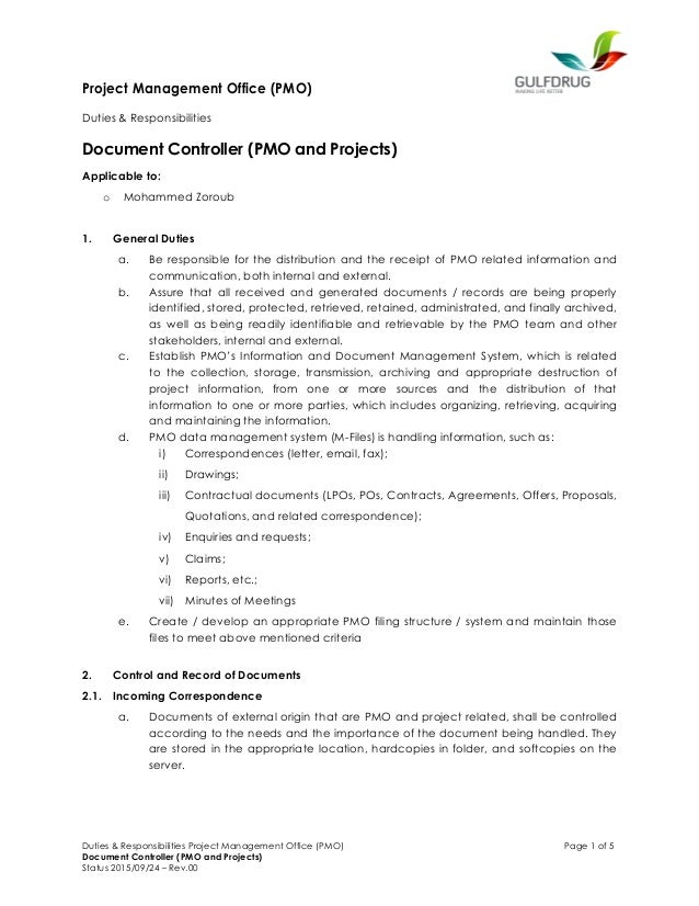 2.1.5. PMO Document Controller