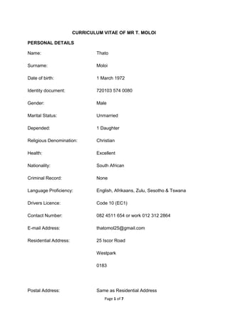 CV T MOLOI | PDF