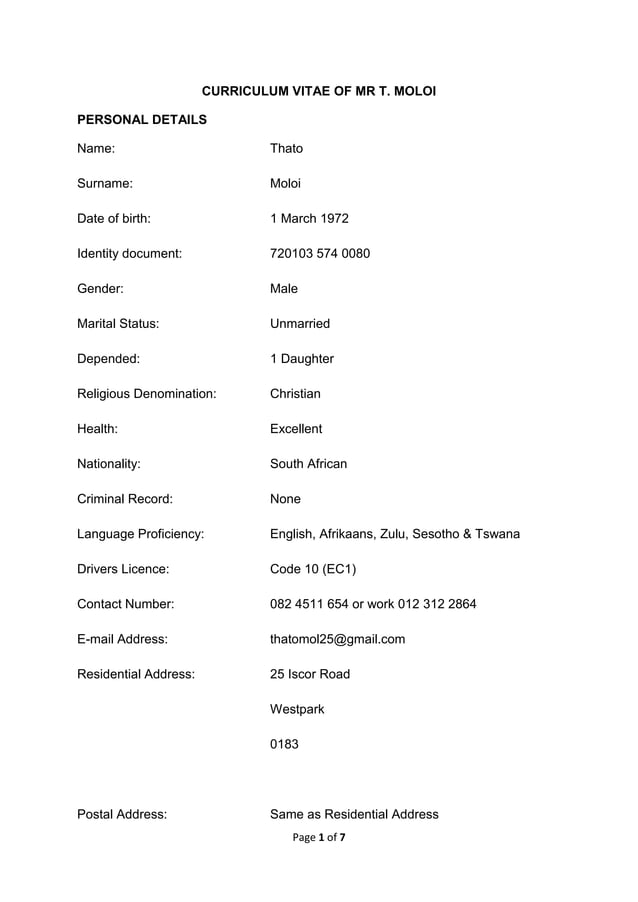 CV T MOLOI | PDF