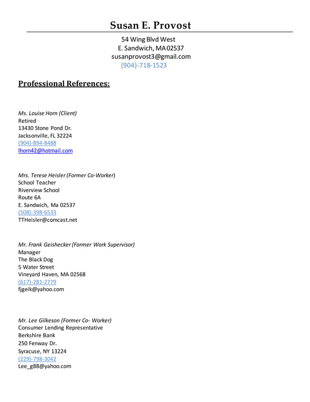 Professional References | DOCX