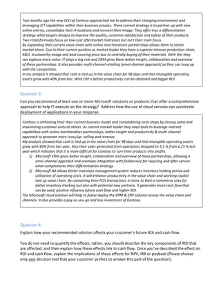 Contoso Final Assignment Strategy & Finacial acumen Duco Boomsma | PDF