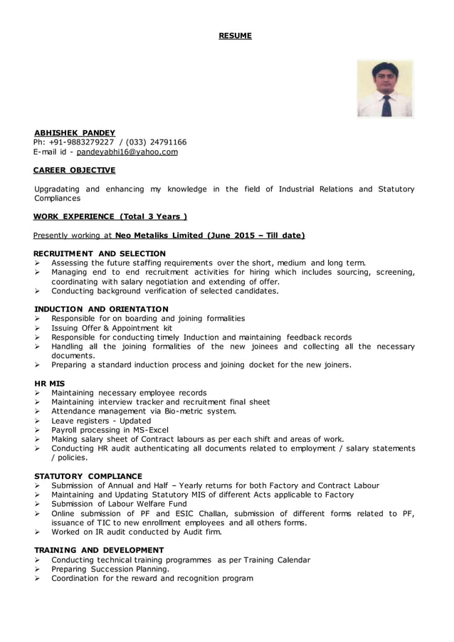 Abhishek - CV Update | DOCX | Human Resources | Business