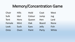 Memory, Concentration and | PPTX