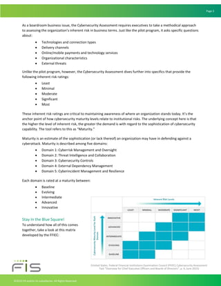 FIS article - FFIEC Cybersecurity Assessment - by Andy Kim - Summer ...
