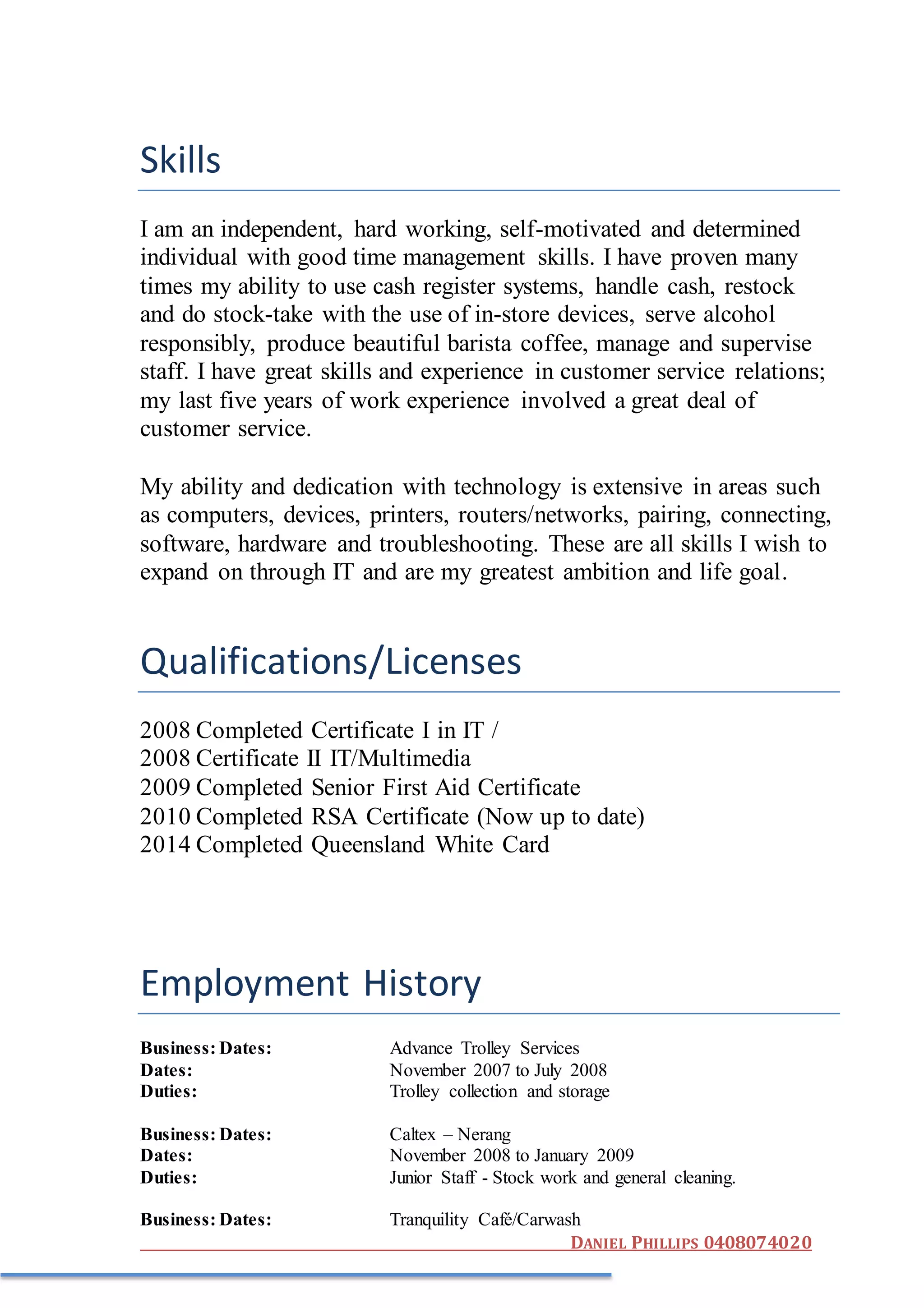 Daniel Phillips CV | PDF