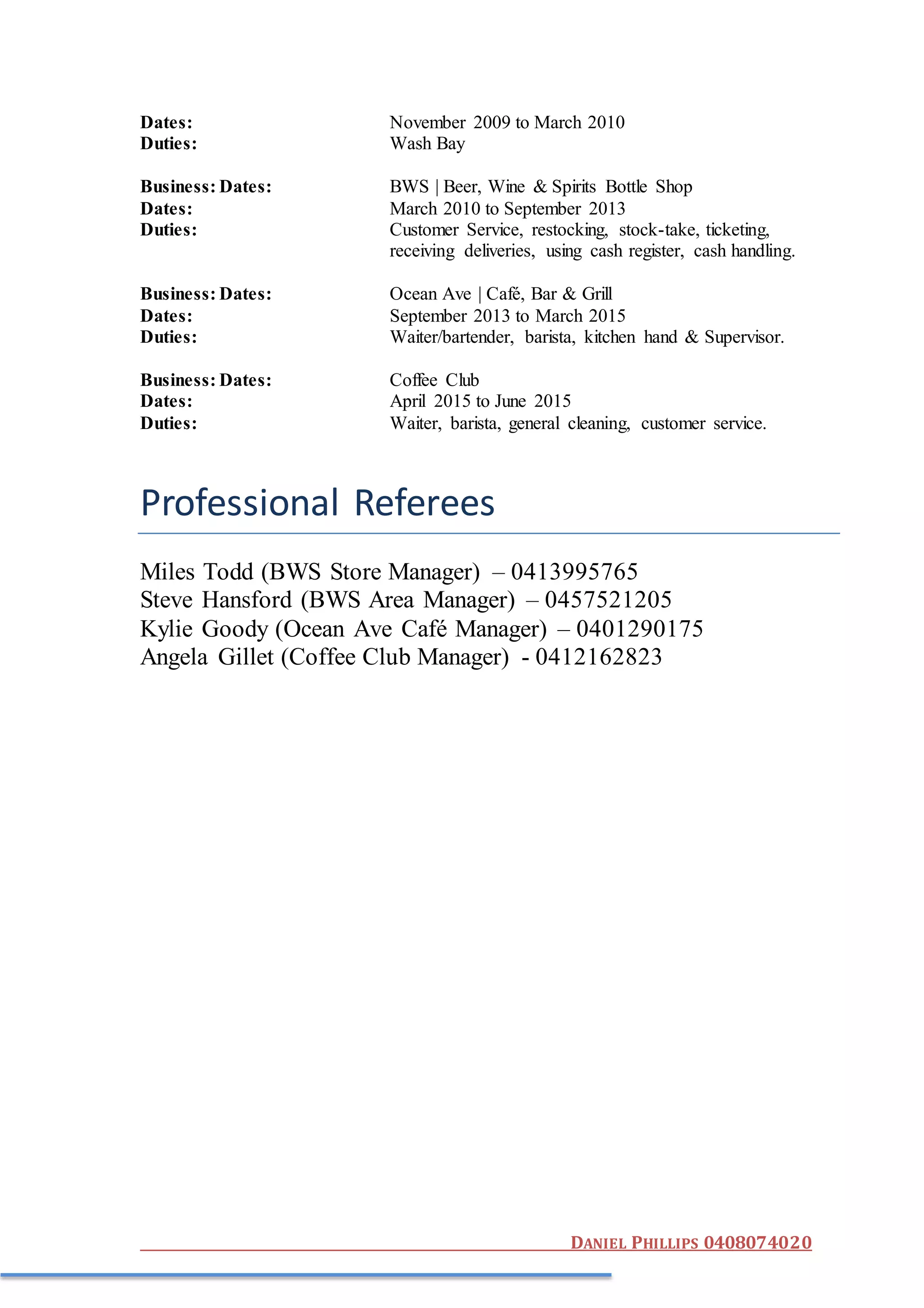 Daniel Phillips CV | PDF
