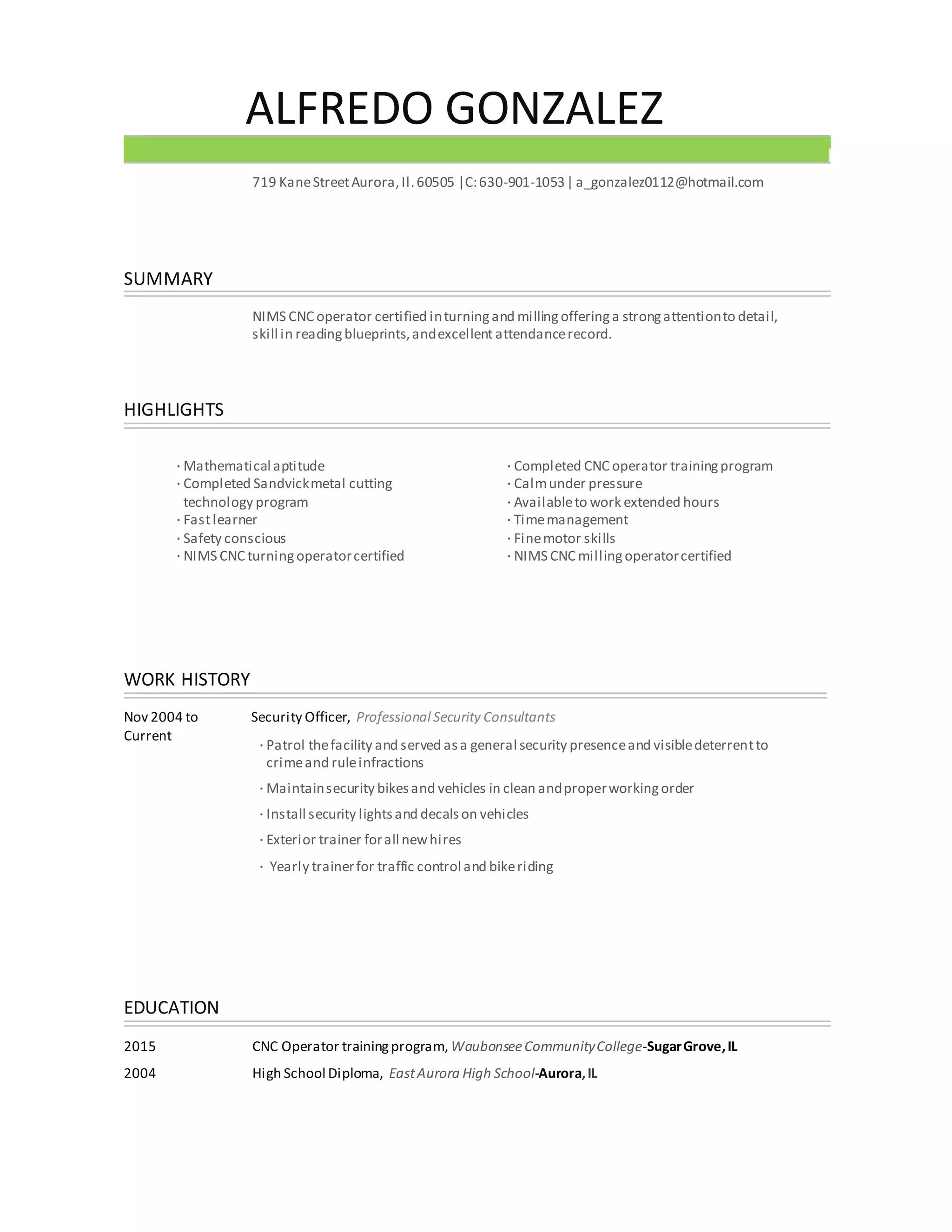 Freddys Resume cnc | DOCX