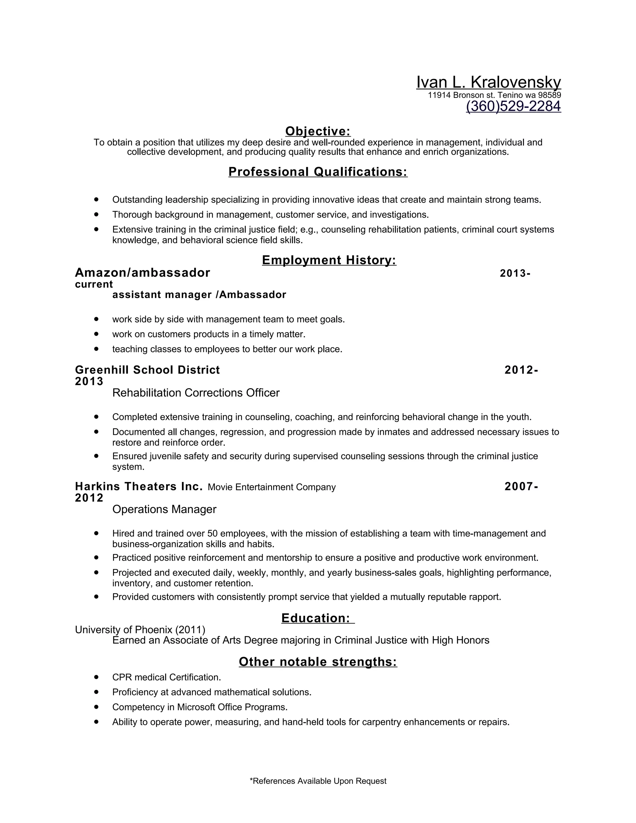 Ivan kralovensky resume | DOC