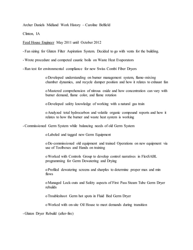 C. Belfield Detailed Work History | PDF
