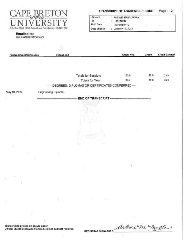 Eric's CBU Transcript | PDF