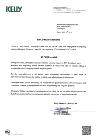 Work certificate 2014 | PDF