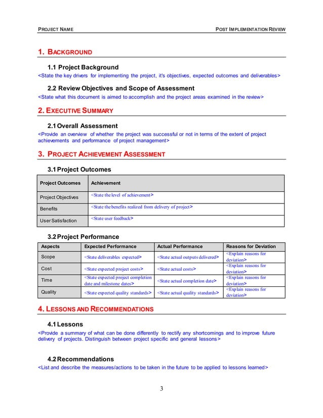 Post Implementation Review Template | DOCX | Business | Business and ...