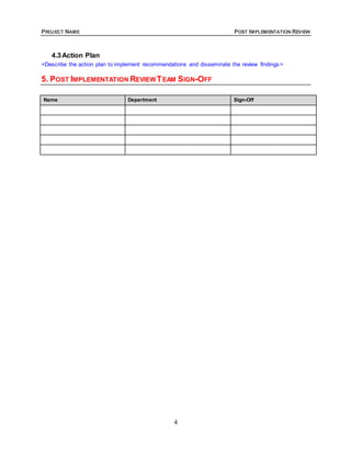 Post Implementation Review Template | DOCX
