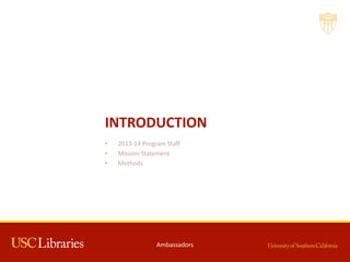 USC Library Ambassadors Program Overview | PDF