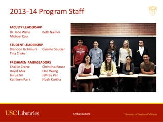 USC Library Ambassadors Program Overview | PDF