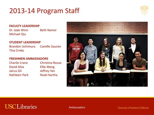 USC Library Ambassadors Program Overview | PPT | Free Download