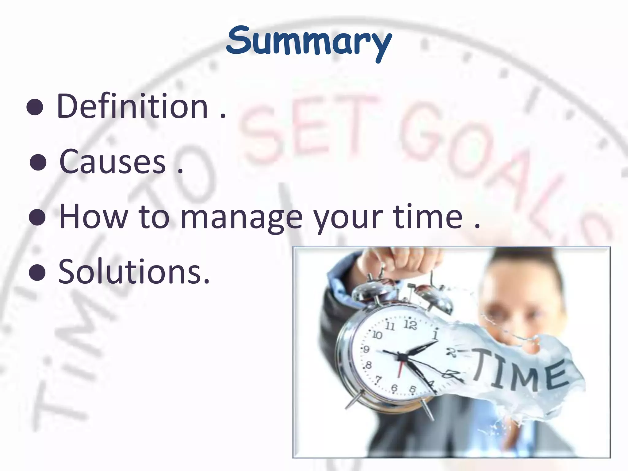 HOW TO MANAGE YOUR TIME '' Presentation '' | PPTX