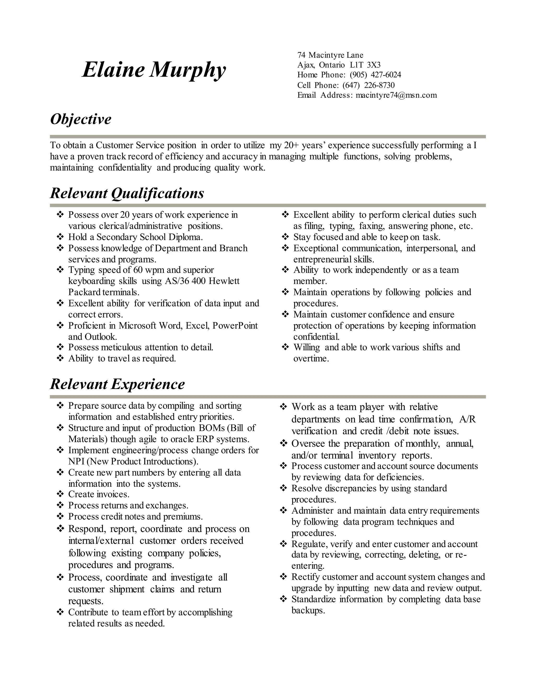 Murphy, Elaine Resume | DOCX