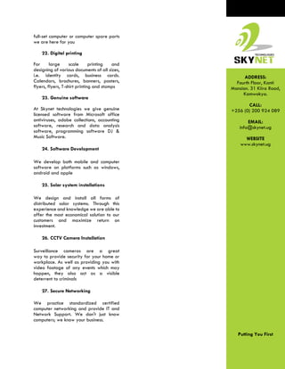SkyNet Services | PDF