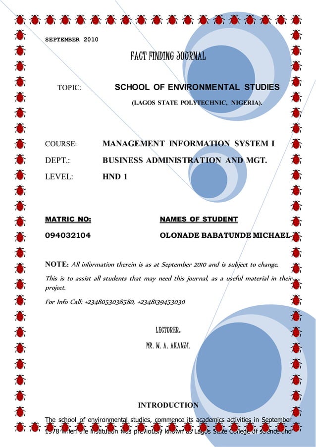 LAGOS STATE POLYTECHNIC JOURNAL | DOCX | Professional School | Postgraduate Education