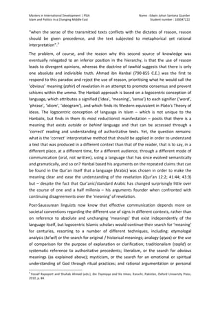 Gaarder, E. - Islam and Politics - FINAL Research Paper | PDF