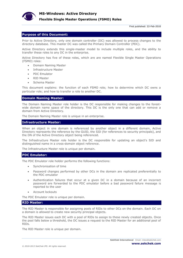 windows-active-directory-fsmo-roles | PDF
