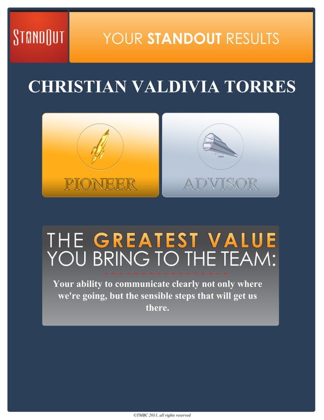 StandOut Assessment C.Torres | PDF | Career Advice | Careers