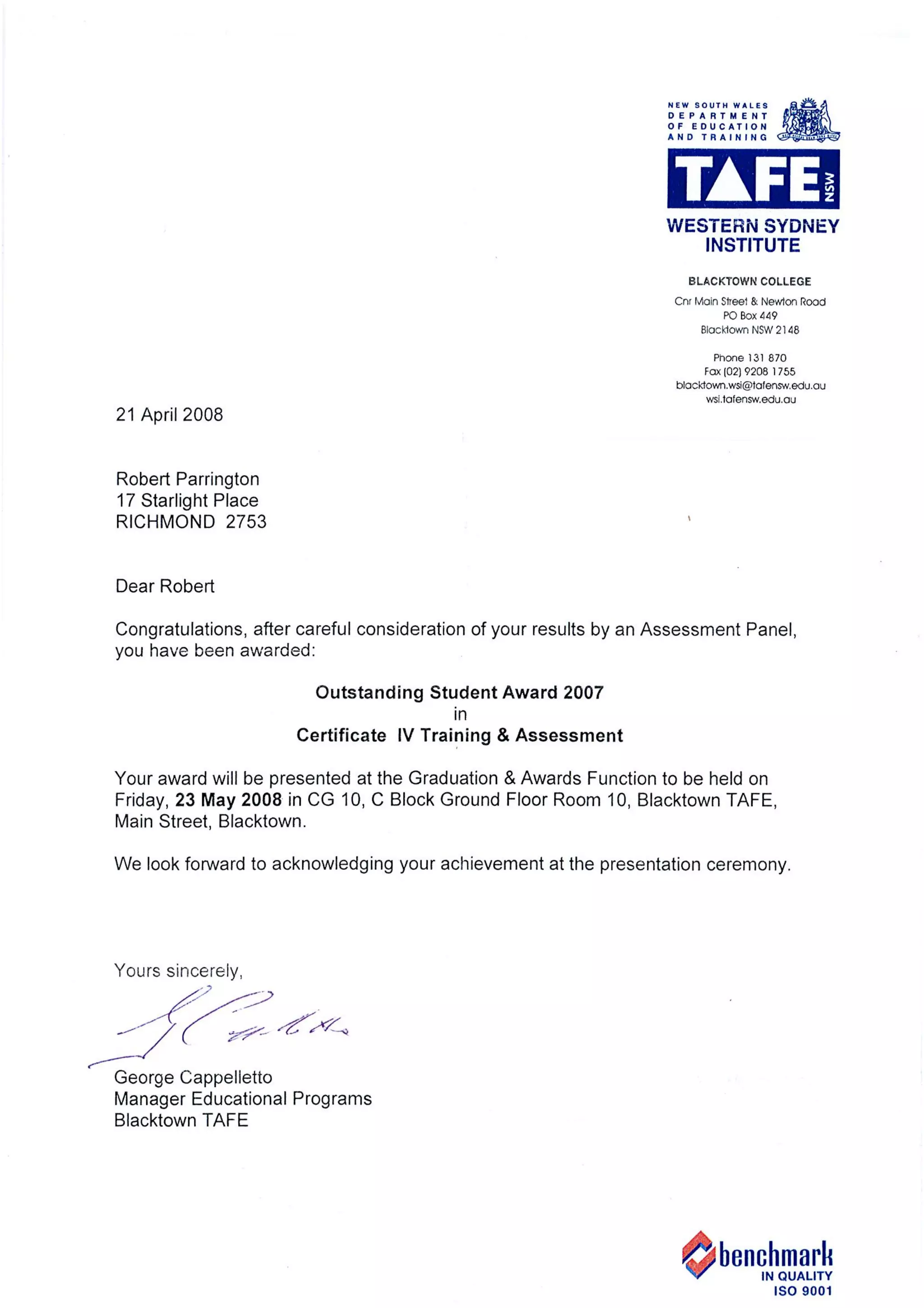 TAFE Award_Cert IV TAA | PDF