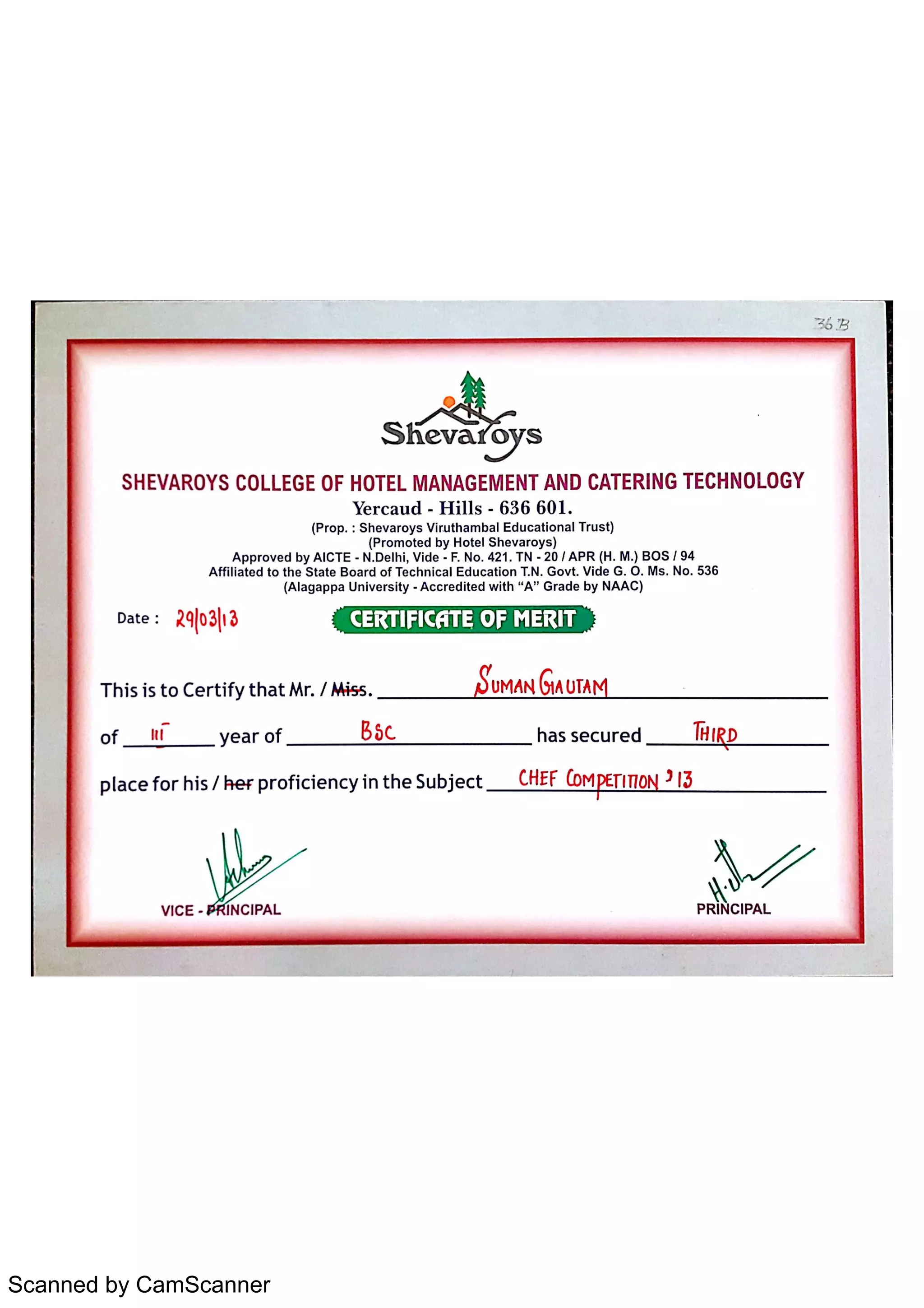 chef comp. certificate | PDF