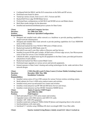 Fred updated resume | DOC | Computer Networking | Computing