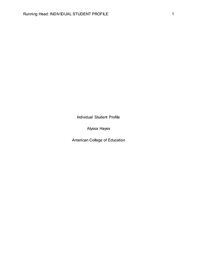 Individual Student Profile | DOCX