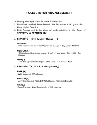 Hazard Identification & Risk Analysis (HIRA) | PDF