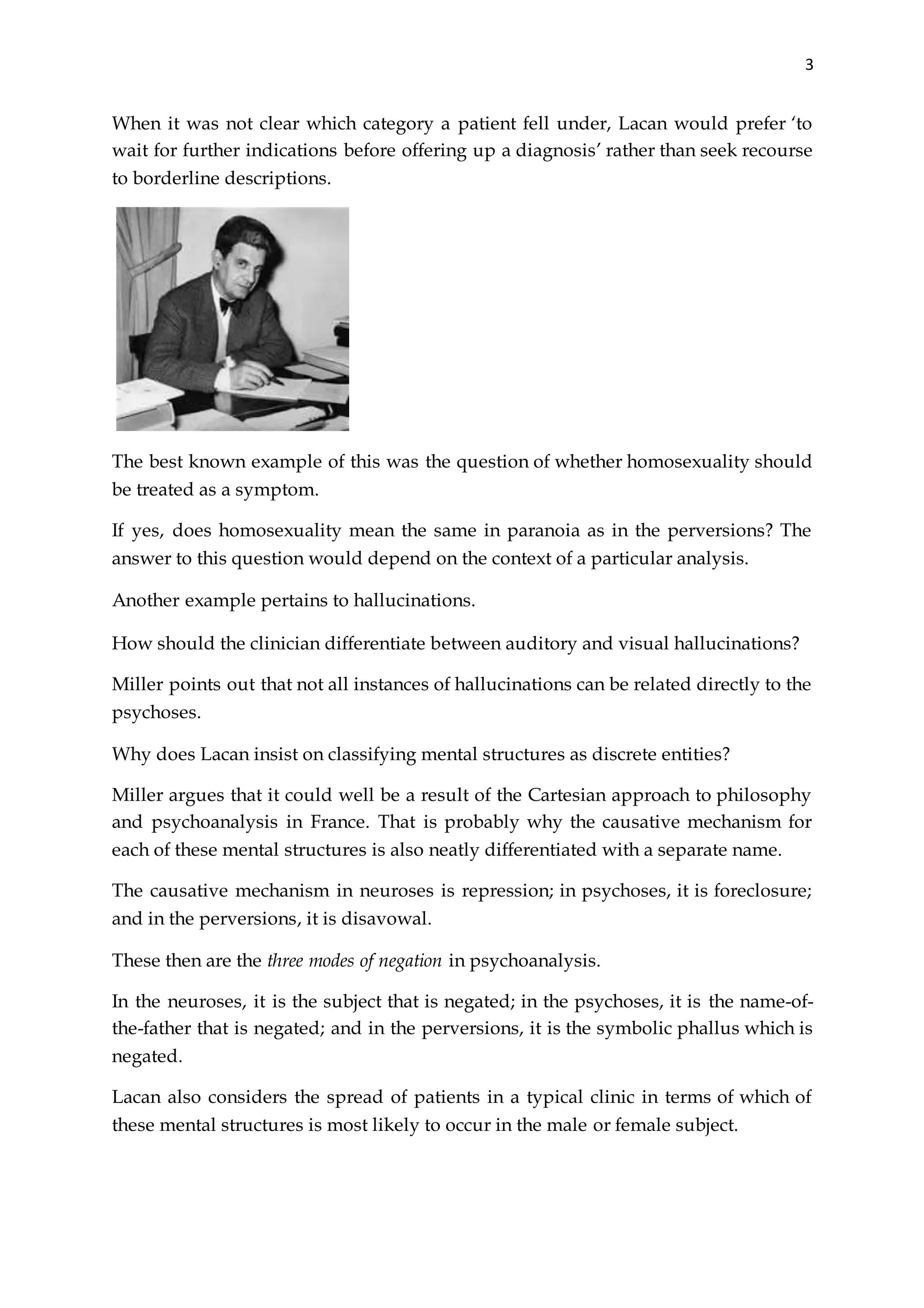 Jacques-Alain Miller on 'Lacan's Clinical Perspectives' | DOCX | Mental ...