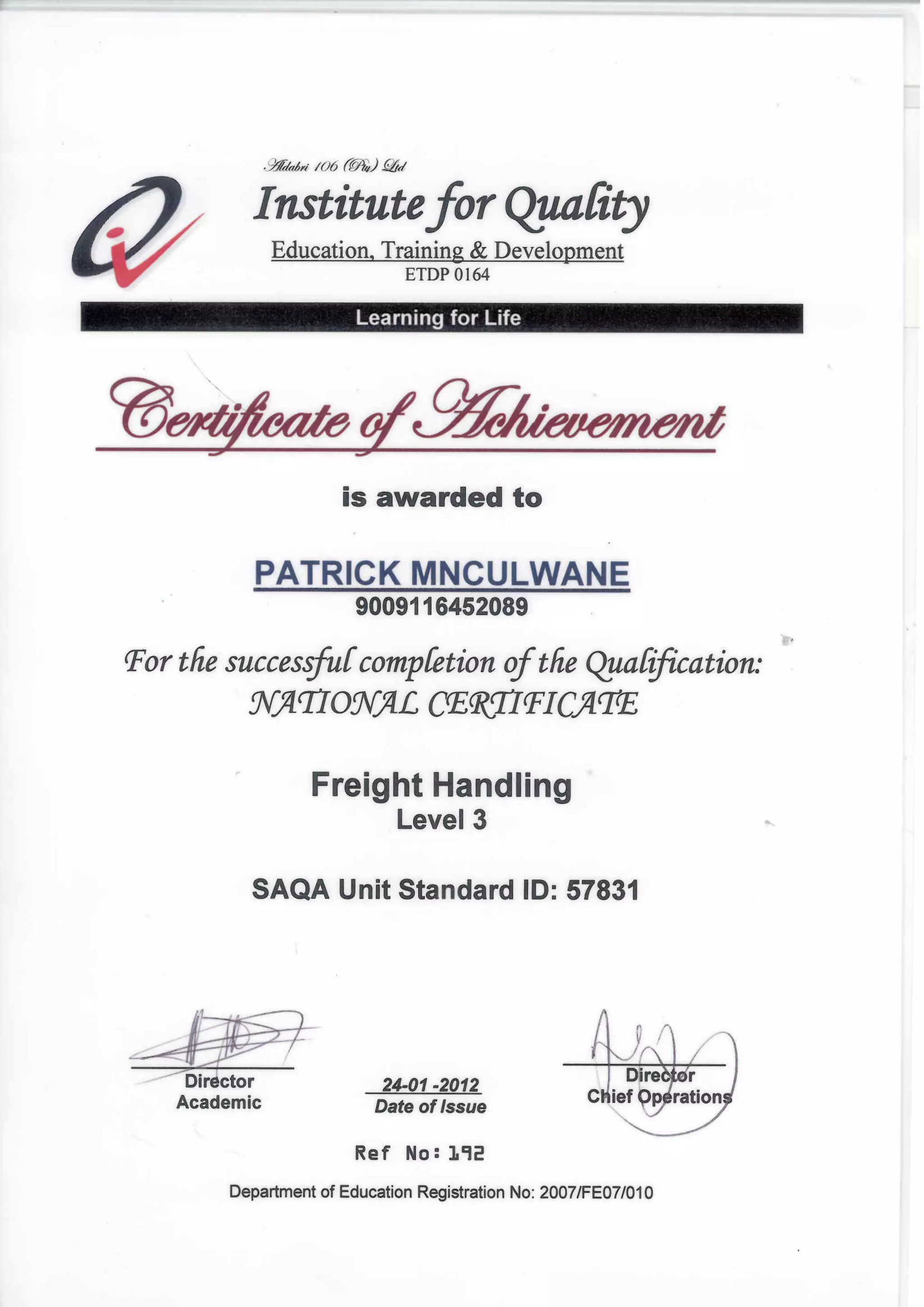 National Certificate in Freight Handling | PDF