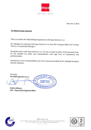 Depa Experience Letters | PDF