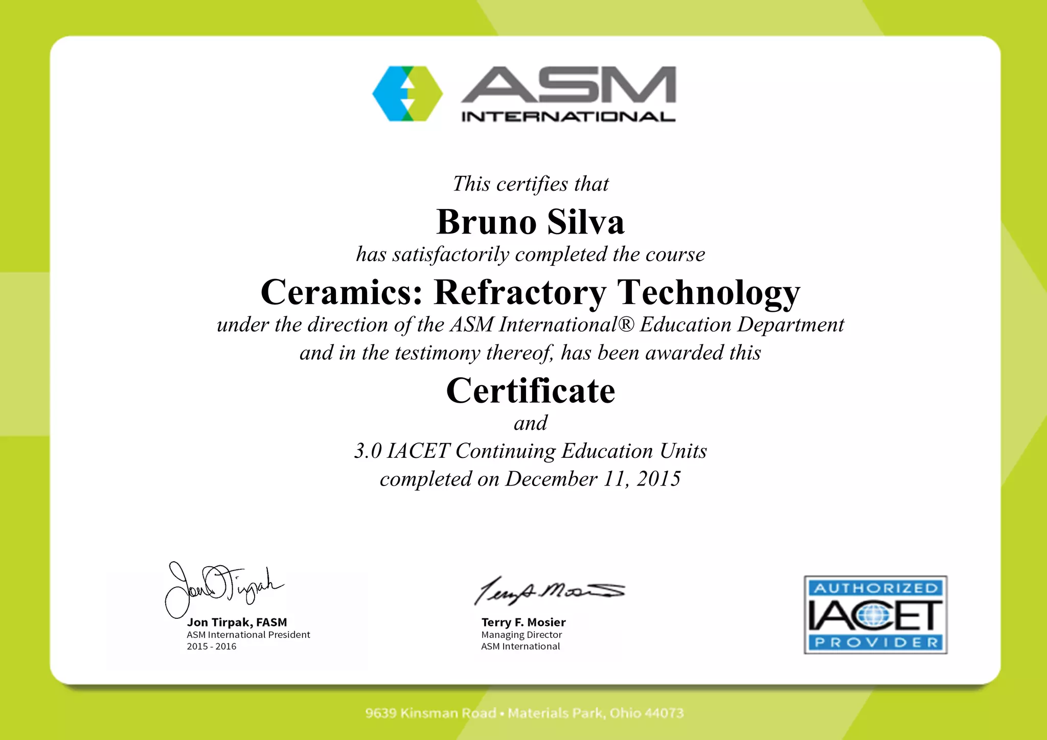 Ceramics_Refractory_Technology-Certificate_of_Achievement_3274 | PPT