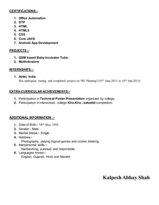 Resume of Kalpesh Abhay Shah | DOCX
