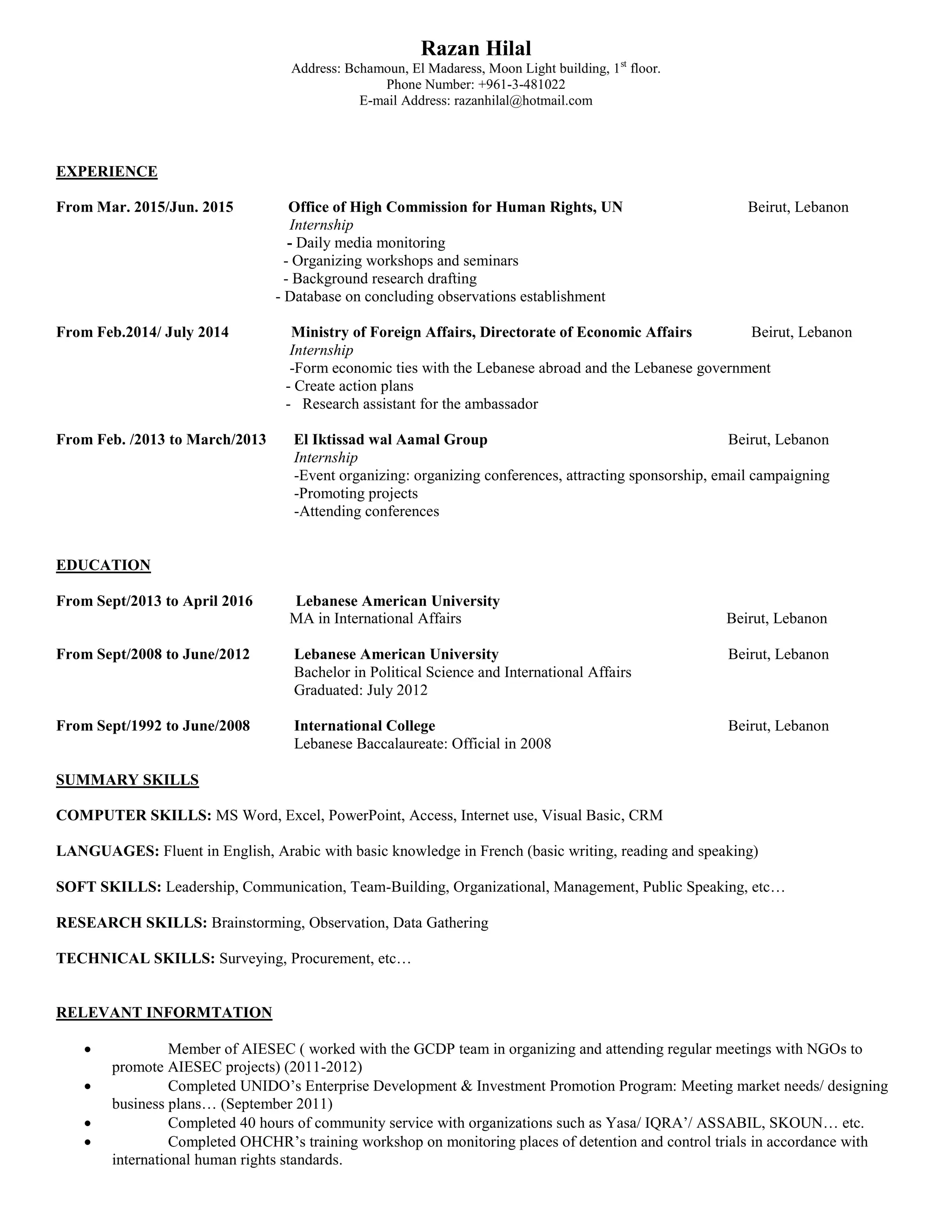 CV RAZAN HILAL new | PDF