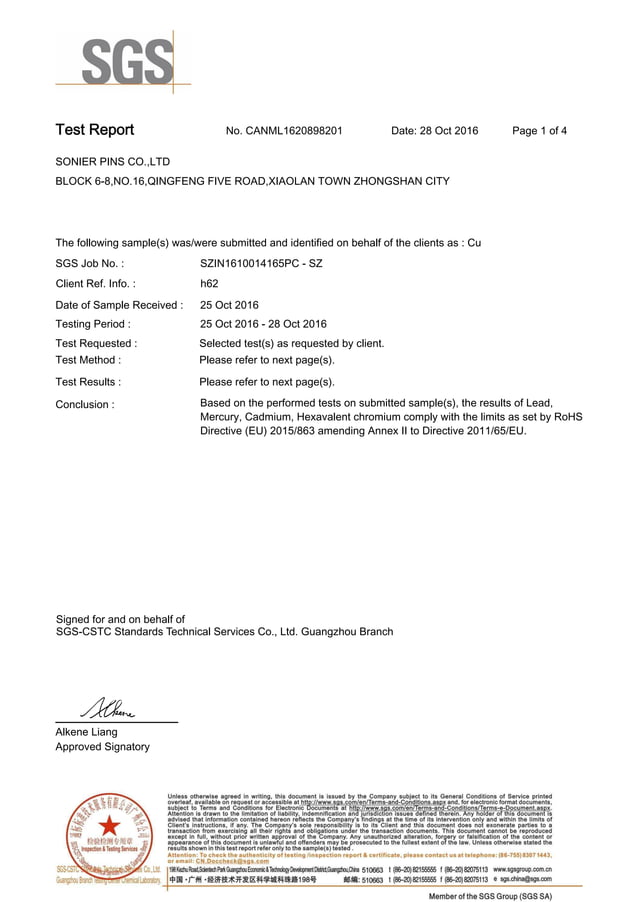 Brass-SGS Report.PDF | Chemistry | Science