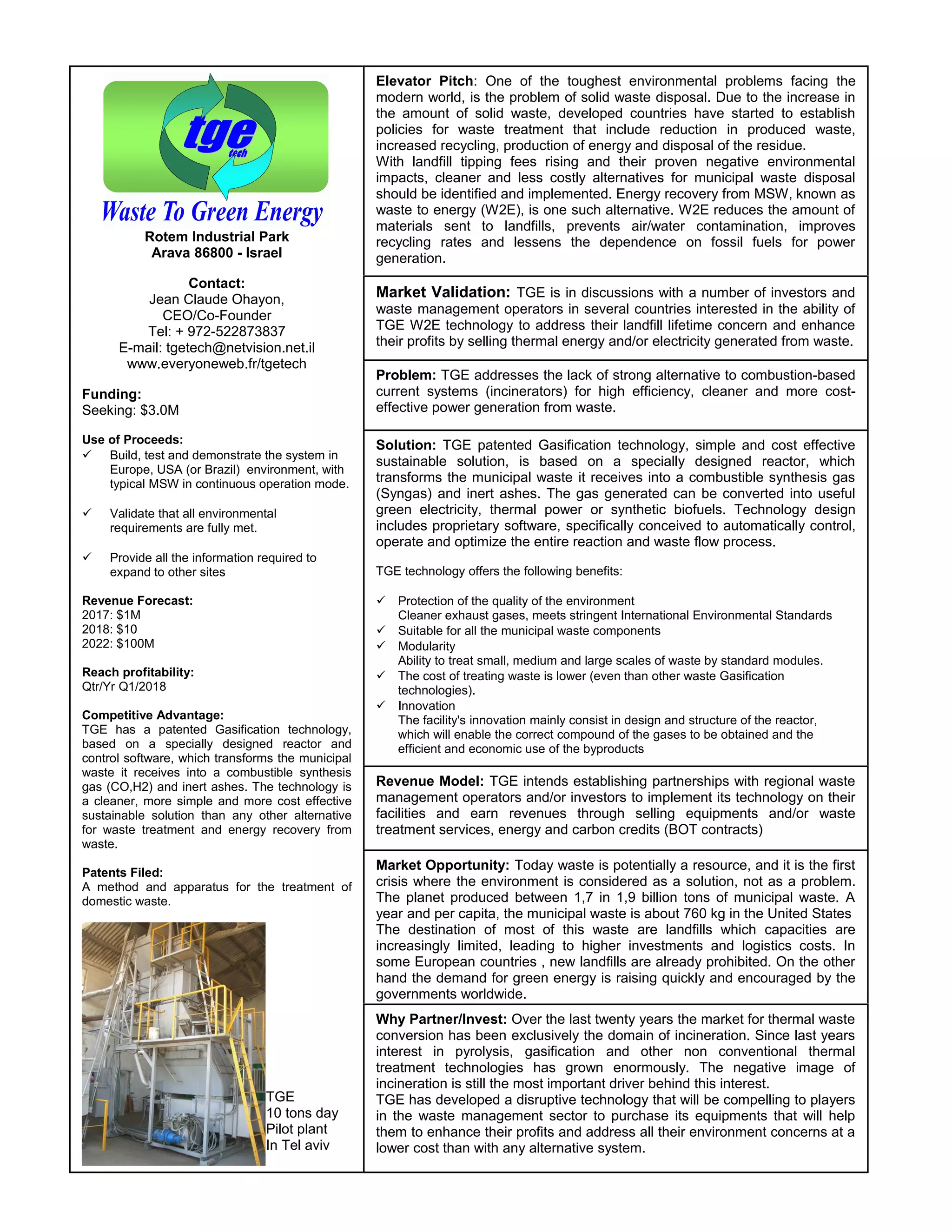 Executive Summary TGE - WTE | PDF