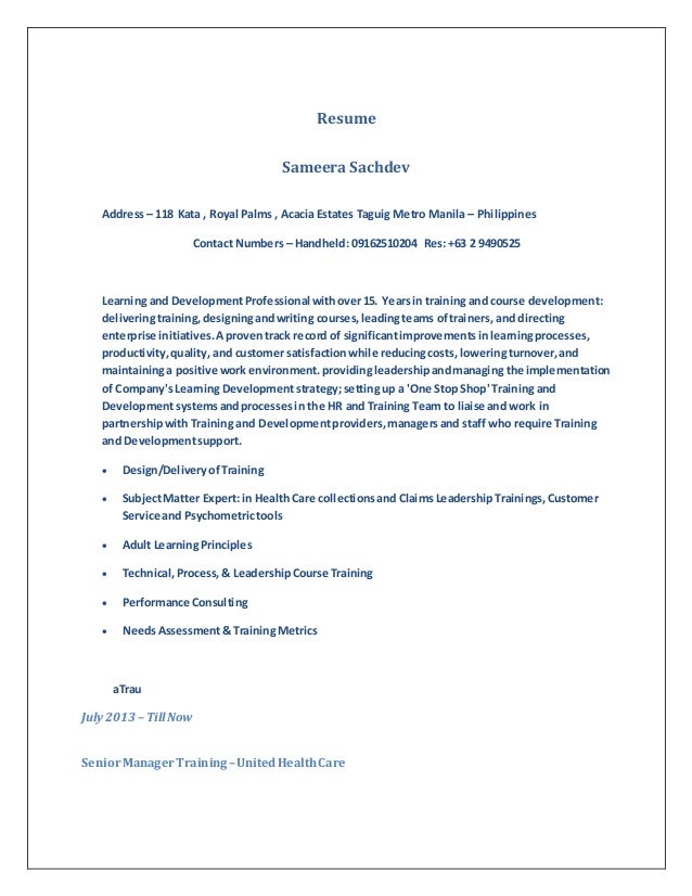 Resume Sameera Sachdev