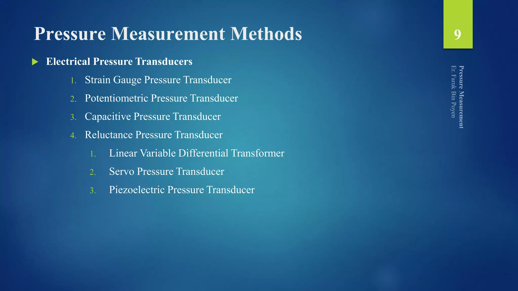 Electronic Measurement - Pressure Measurement | PPT