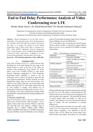 end to end delay performance analysis of video conferencing over lte | PDF